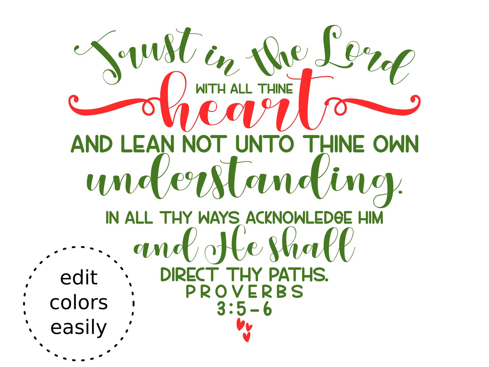 Proverbs 3:5-6 KJV Trust in the Lord Heart Shaped Bible Verse SVG With ...