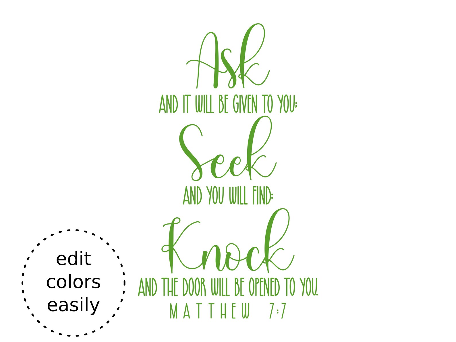 Matthew 7:7 Ask Seek Knock Bible Verse Bible Verse SVG With Commercial ...