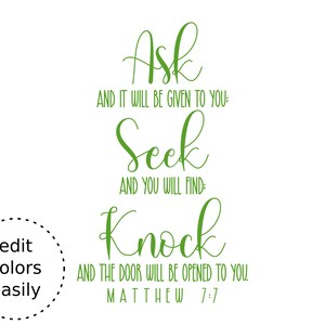 Matthew 7:7 Ask Seek Knock Bible Verse Bible Verse SVG With Commercial ...
