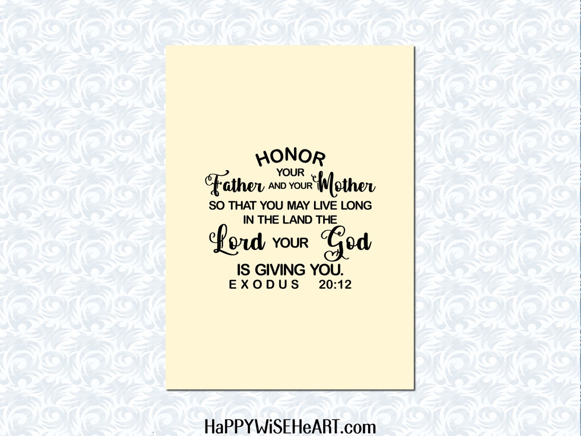 Exodus 20:12 Honor Your Father and Your Mother Bible Verse SVG With ...