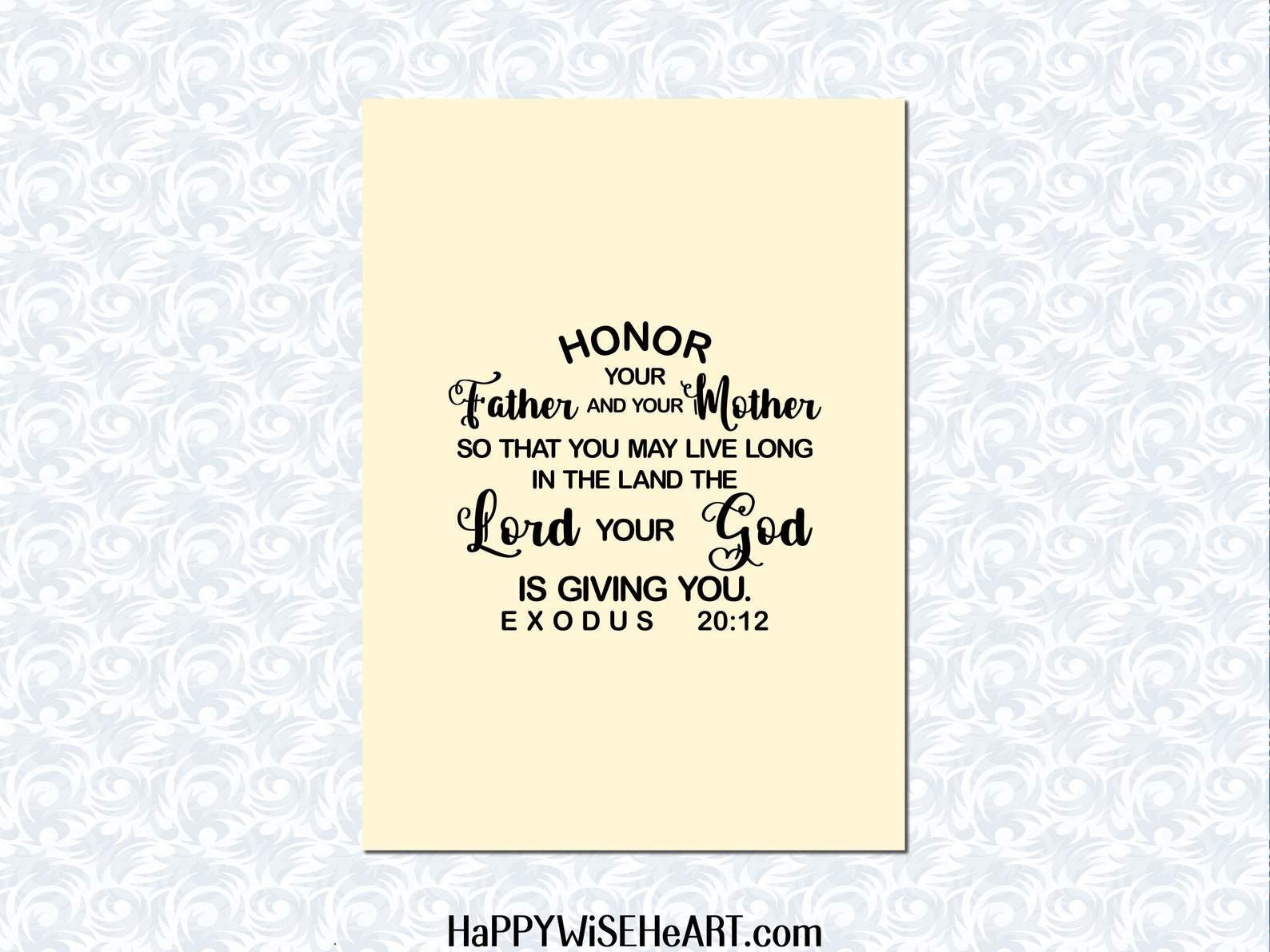 Exodus 20:12 Honor Your Father and Your Mother Bible Verse SVG With ...