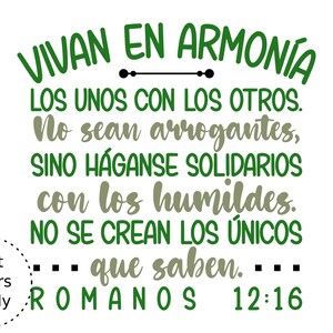 Romanos 12:16 Vivan En Armonía Bible Verse SVG With Commercial License ...