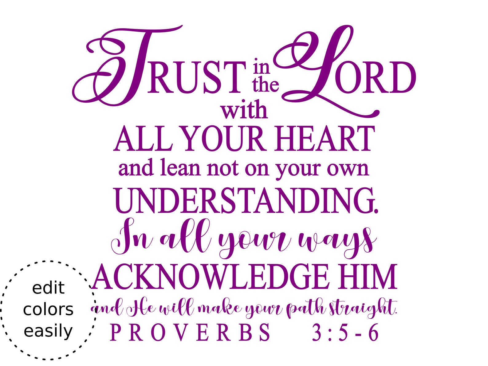 Proverbs 3:5-6 Trust in the Lord With All Your Heart Bible Verse SVG ...