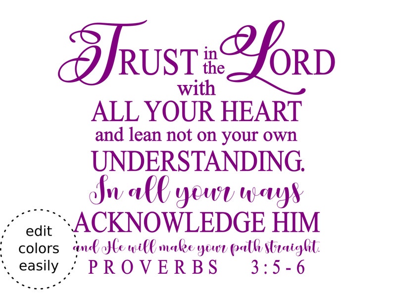 Proverbs 3:5-6 Trust in the Lord With All Your Heart Bible - Etsy