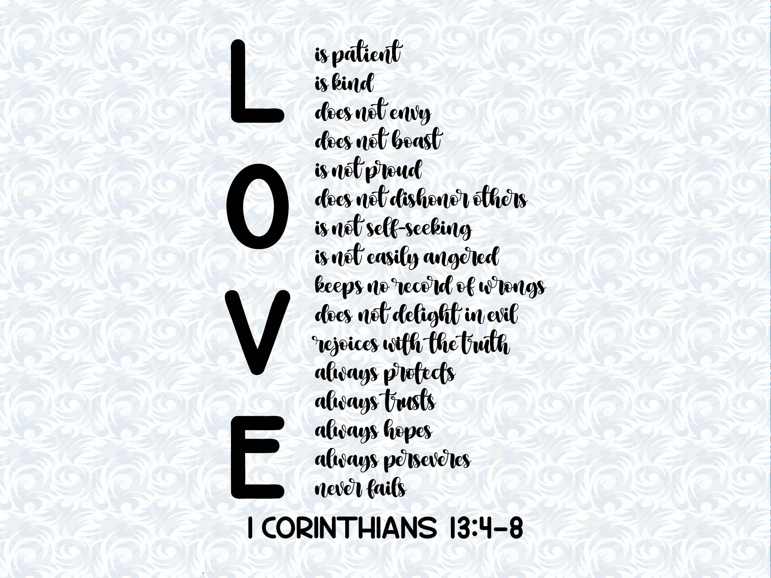 1 Corinthians 13:4-8 Love is Patient Love is Kind Bible Verse - Etsy
