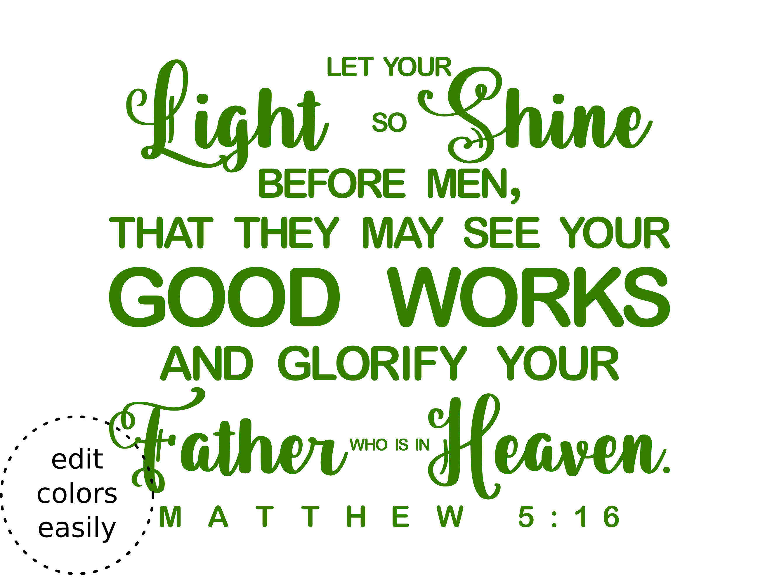 Matthew 5:16 Let Your Light Shine Bible Verse SVG With - Etsy