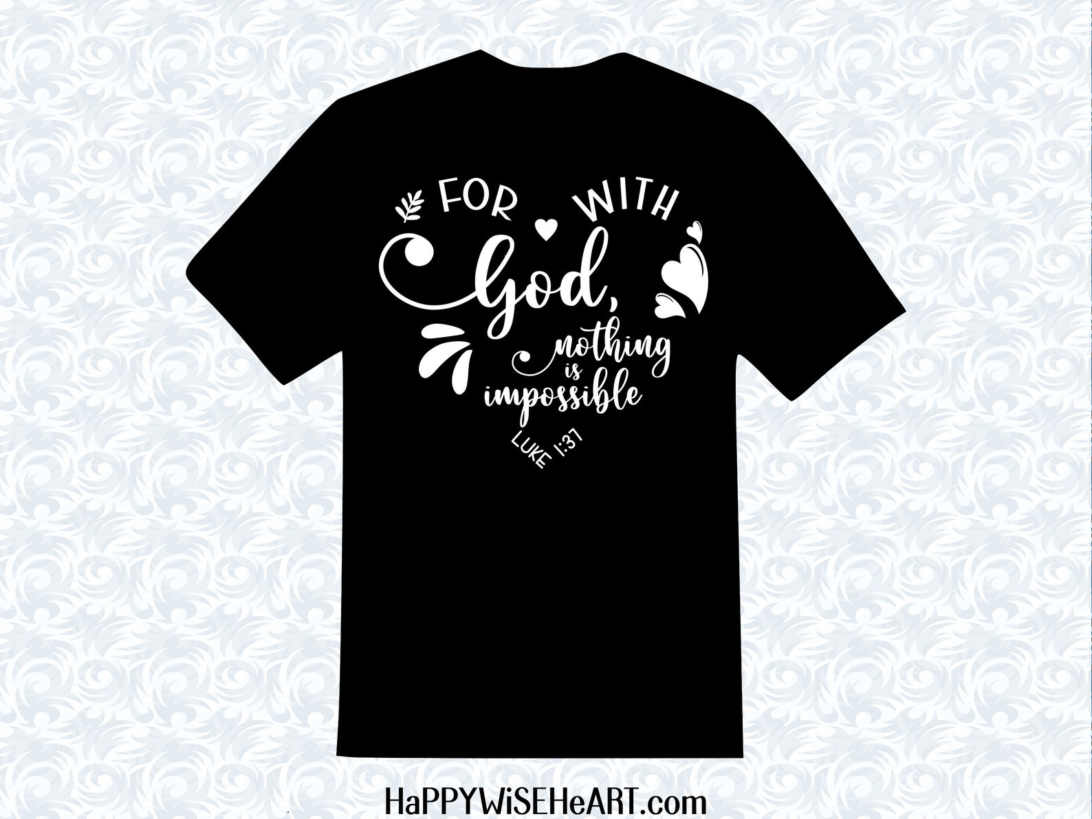 Luke 1:37 With God Nothing is Impossible Heart Shaped Bible Verse SVG ...