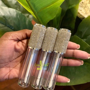 Luxury Metallic Silver Lip Gloss Tubes With Rhinestones: Wand ...