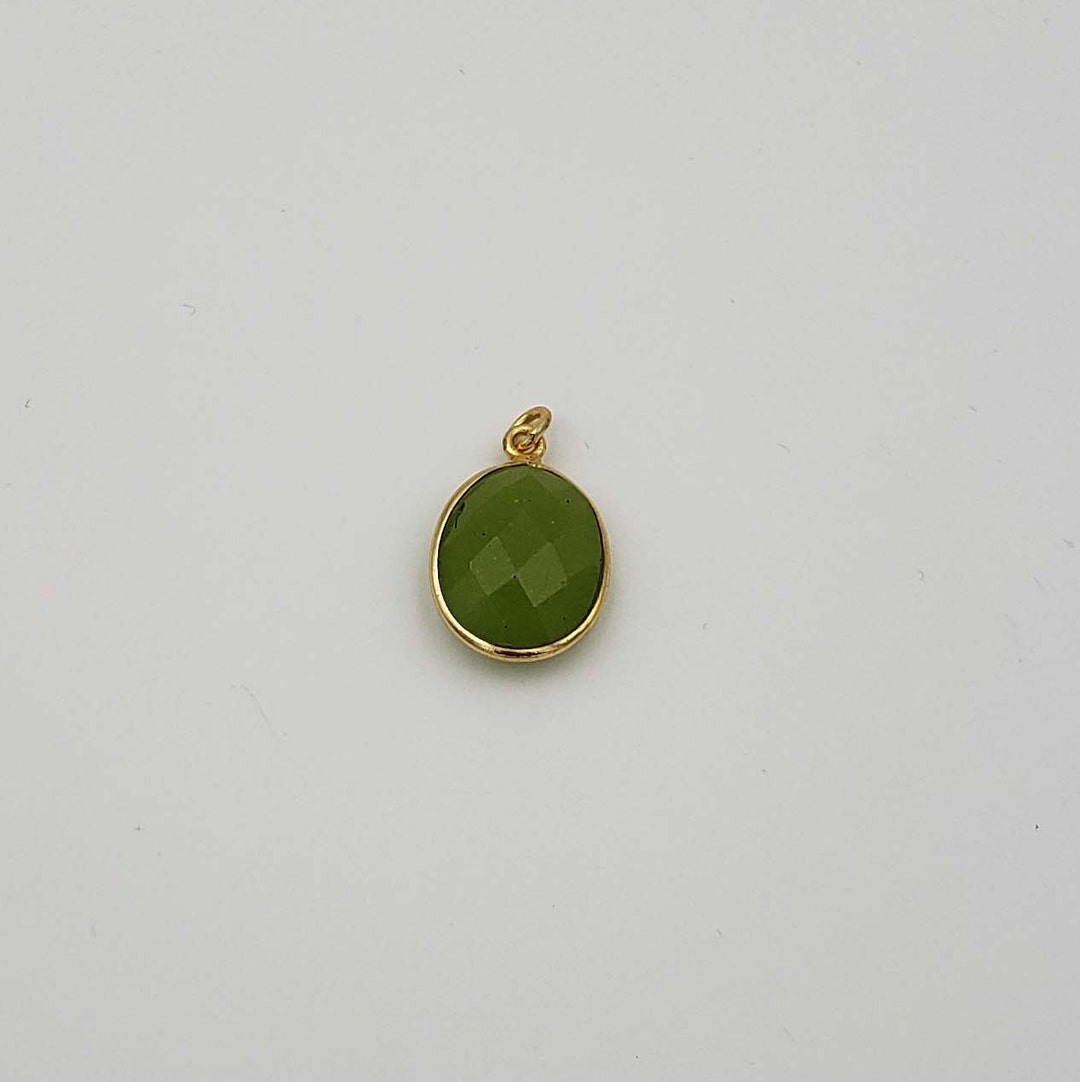 Lime Quartz Pendant: Gold Plated Sterling Silver Connector (15x10x6 Mm ...