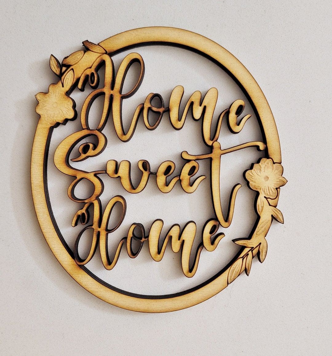 1 Modern Home Sweet Home Art Deco Wood Engraving Minimalistic Abstract ...