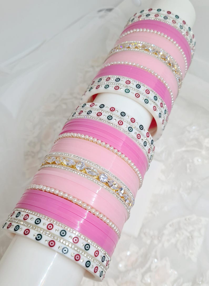2.8 Beautiful Pastel Baby Pink Designer Chuda. Wedding Bangles Chura ...