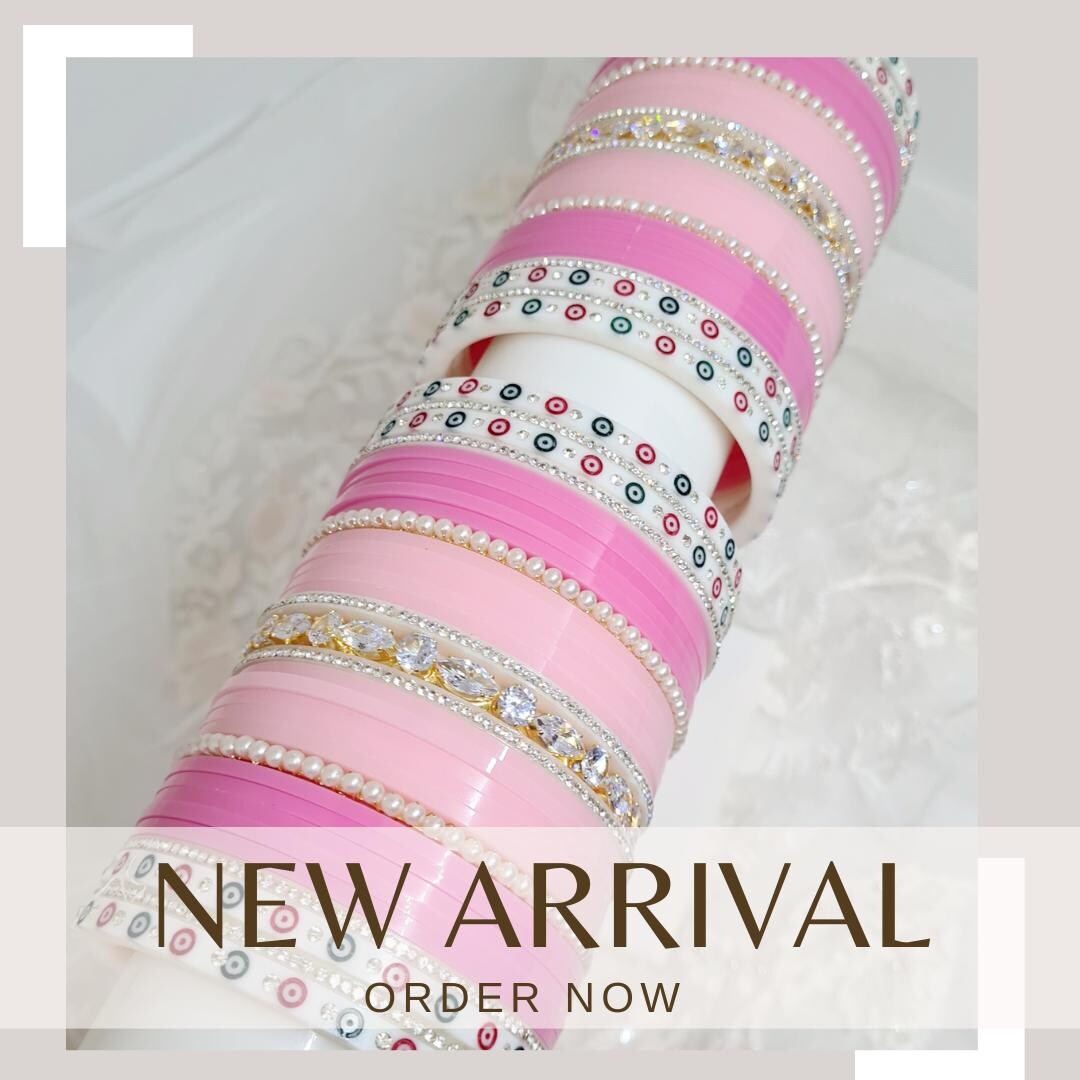 2.8 Beautiful Pastel Baby Pink Designer Chuda. Wedding Bangles Chura ...