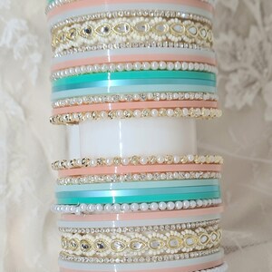 Pastel Peach and Gold Sparkly Designer Chura Chooda Choora. Party ...