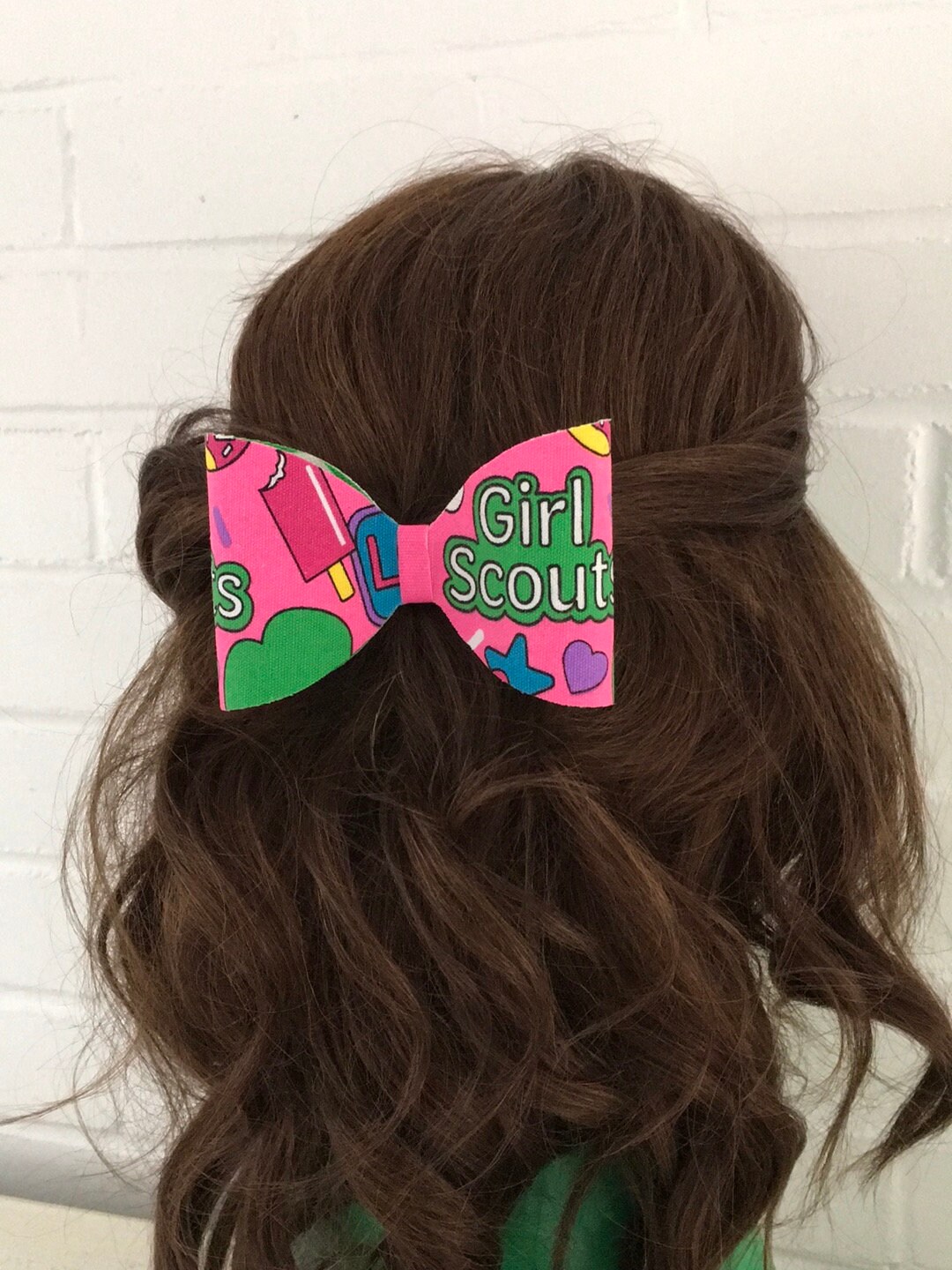 Classic Kids Teens Girl Scout Pink and Green Hair Bow Accessory - Etsy