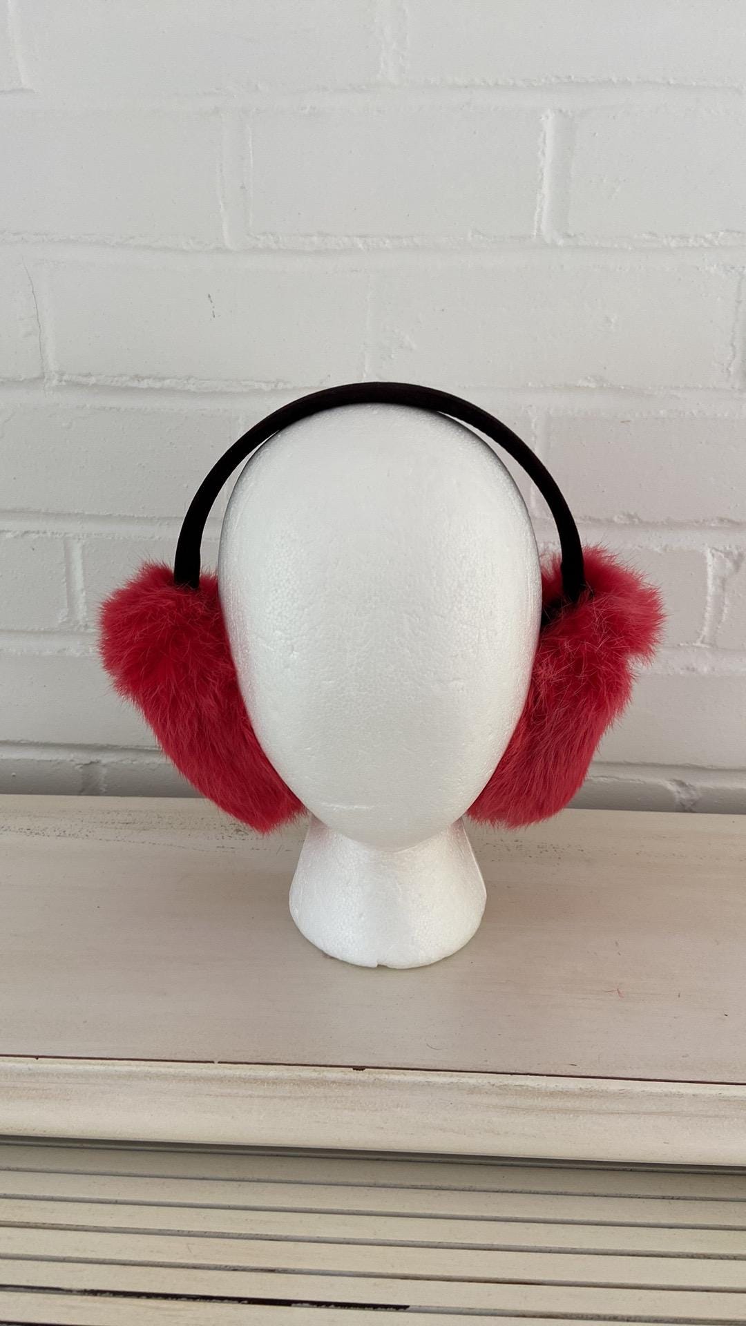 Womens Teens Girls Old-style Classic Vintage Raspberry Pink Rabbit Fur ...