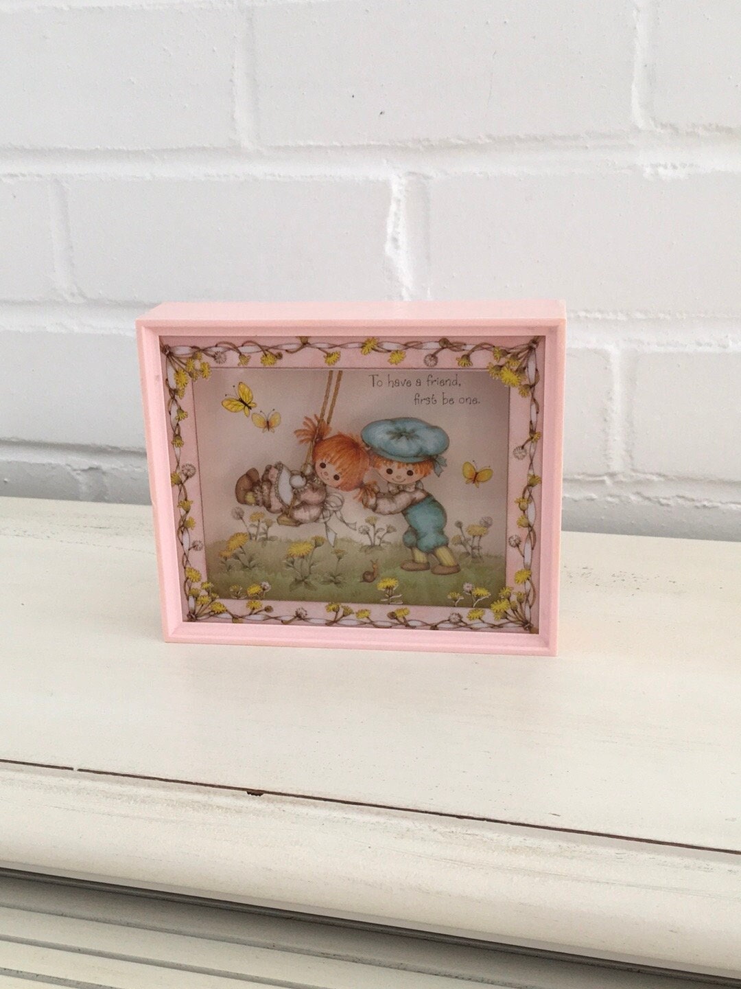 Hallmark Scene Setters Home Decor Plastic Pink Shadow Box Vintage ...