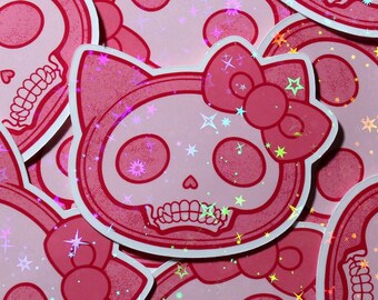 Skull Kitty Sticker - Etsy
