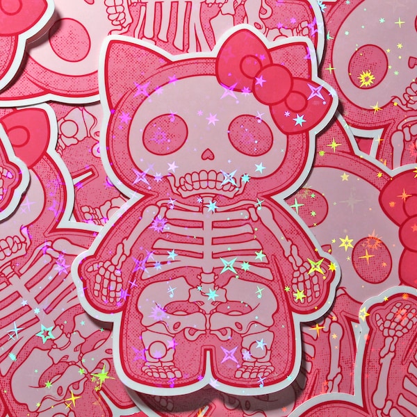 Skull Kitty Sticker Etsy