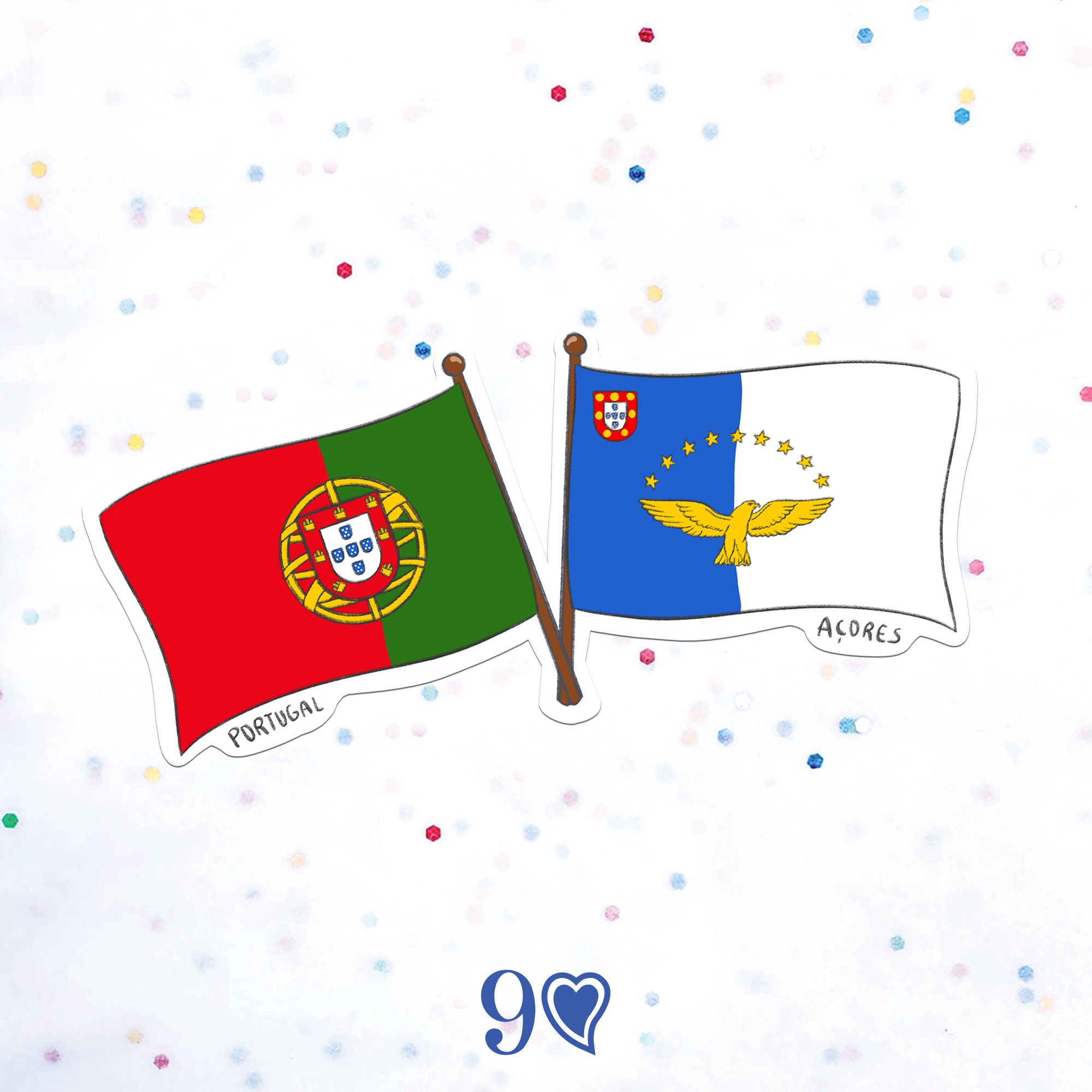 Azorean Sticker Pack of 6, Glossy Stickers, Autocolantes Bandeiras ...