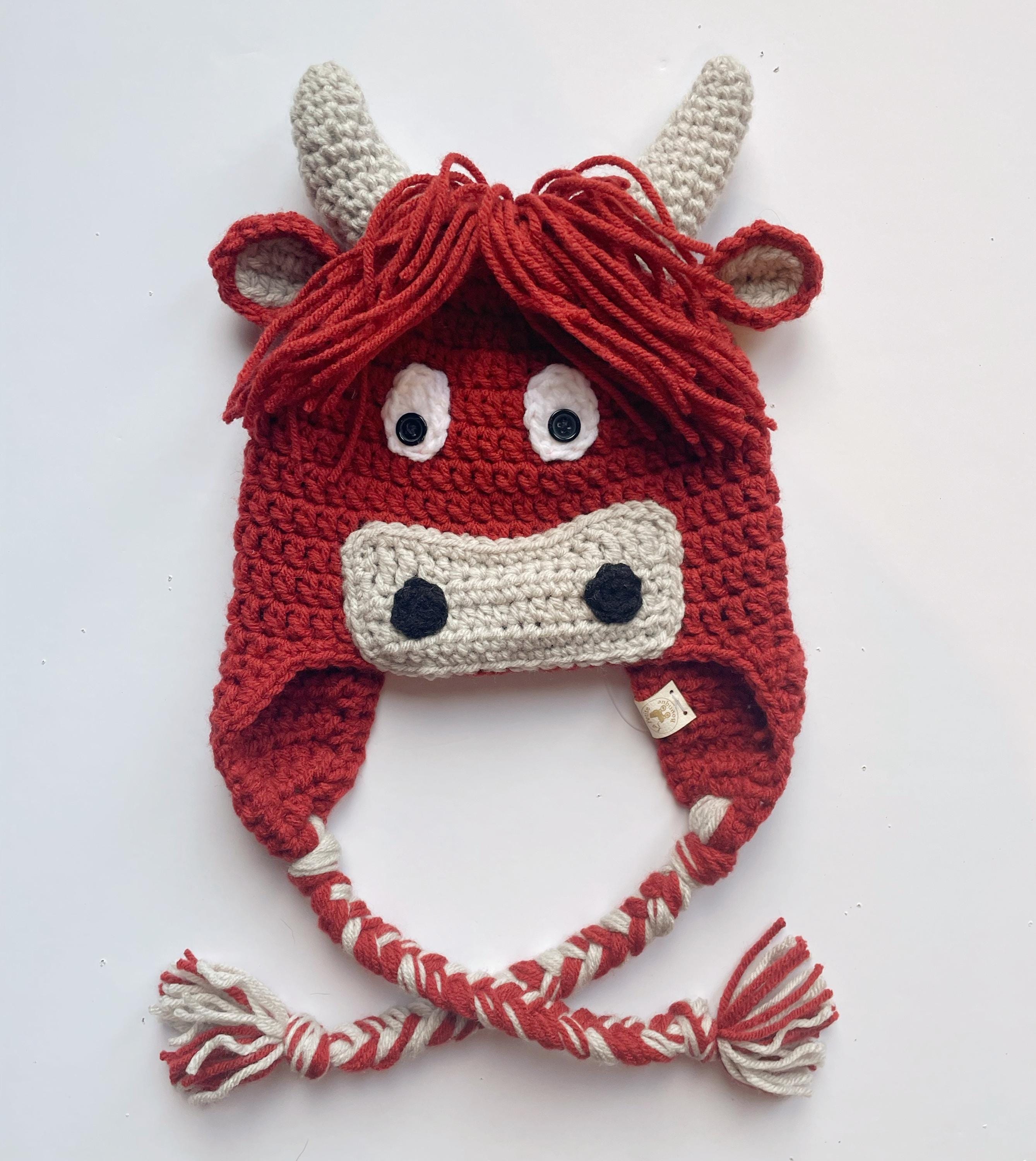 Highland Cow Hat, Crochet Hat, Cow, Adult, Toddler, Baby, Kid, Winter ...