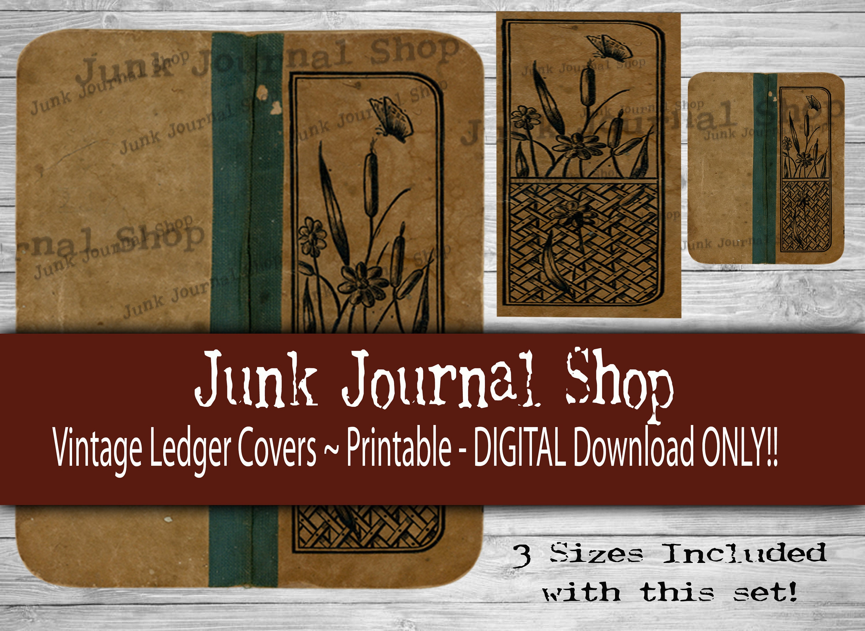 Printable Vintage Ledger Covers Digital Download Only 3 | Etsy