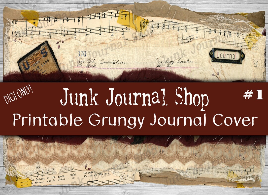 Printable/ Digital- 2 Grungy/raggedy Journal Page/cover/ephemera ...