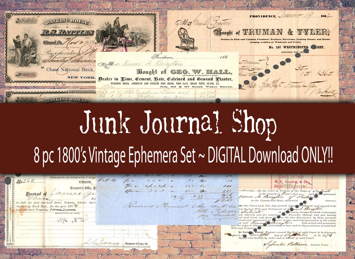 Vintage Ephemera From the 1800's-digital Download (8 Pieces), Vintage ...