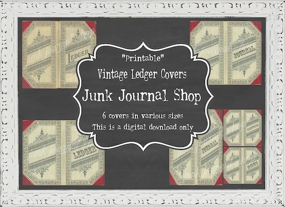 Printable Vintage Ledger Covers 6 Sizes Digital Download | Etsy