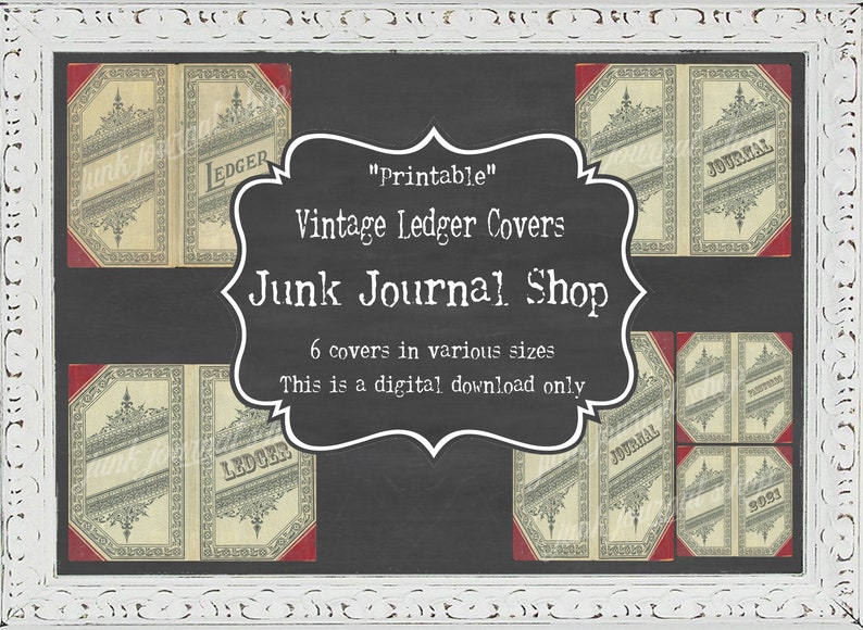 Printable Vintage Ledger Covers 6 Sizes Digital Download | Etsy