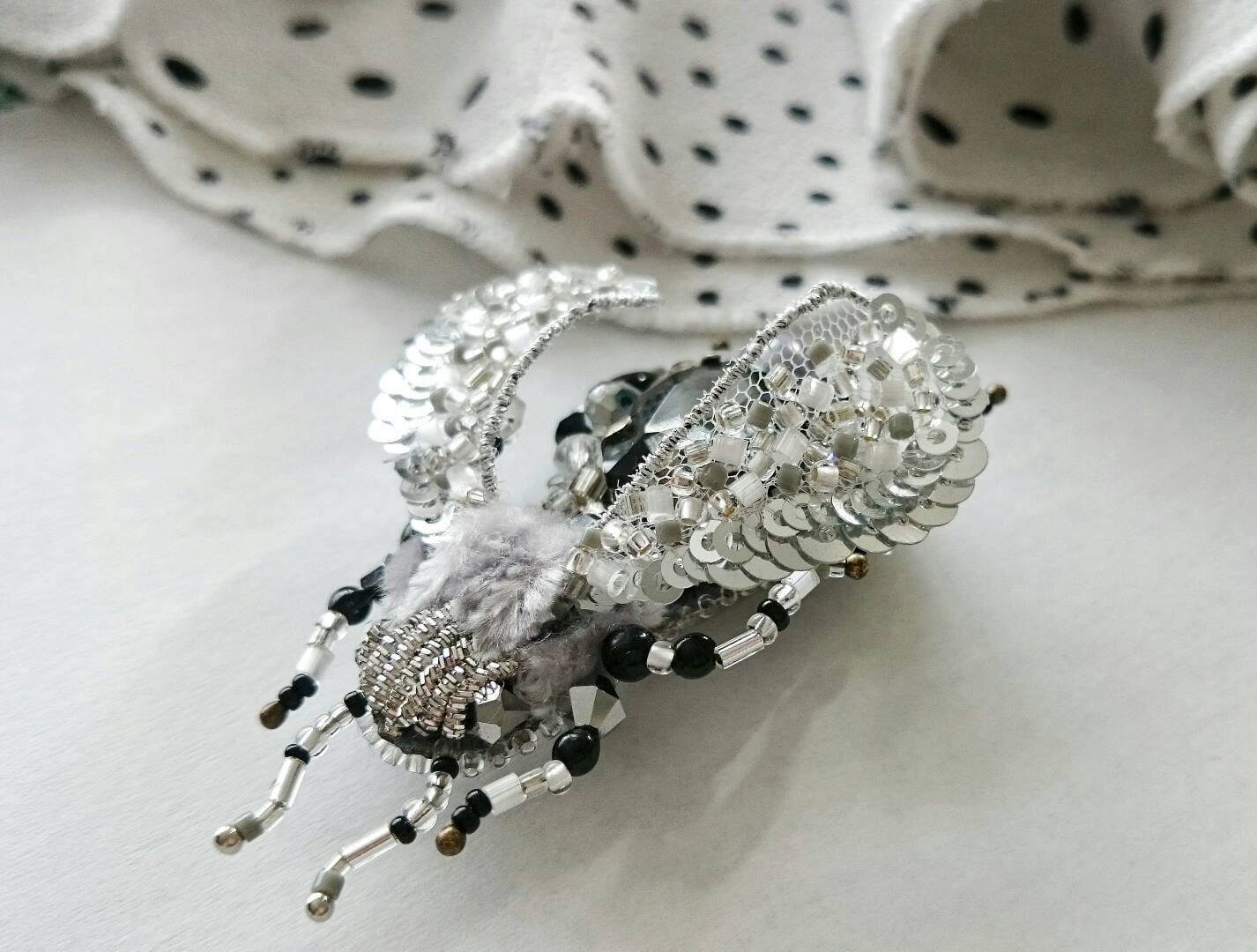 Silver Beaded Insect Brooch Pin 3d Beetle Pin Bug Shawl Pin | Etsy