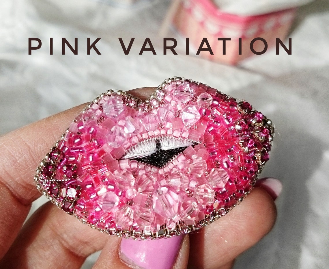 Embroidered Bead Lips Brooch, Kiss Lapel Pin, Gay Jewelry - Etsy
