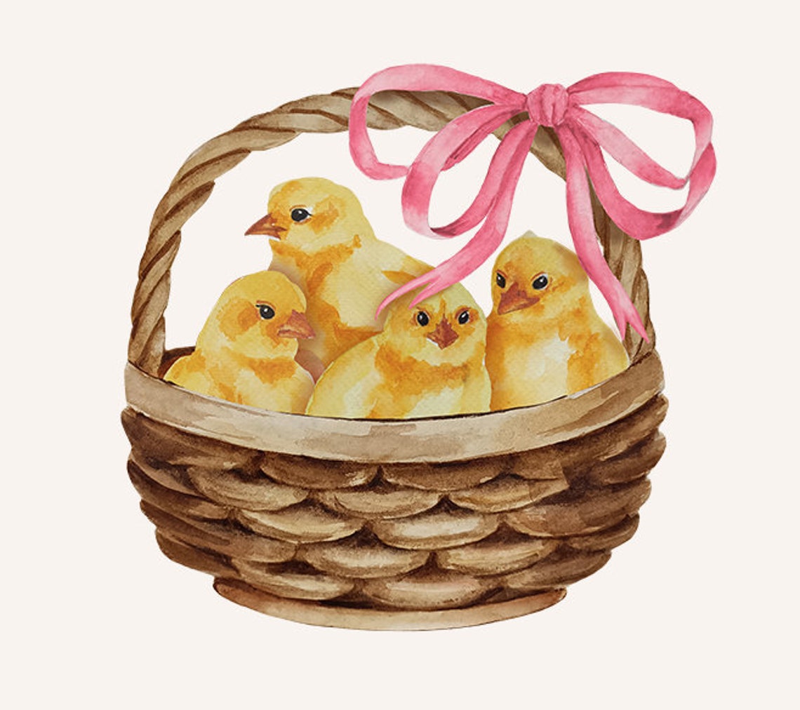 6 PNG Watercolor Easter Baskets Clipart, Floral Egg Baskets, Easter ...