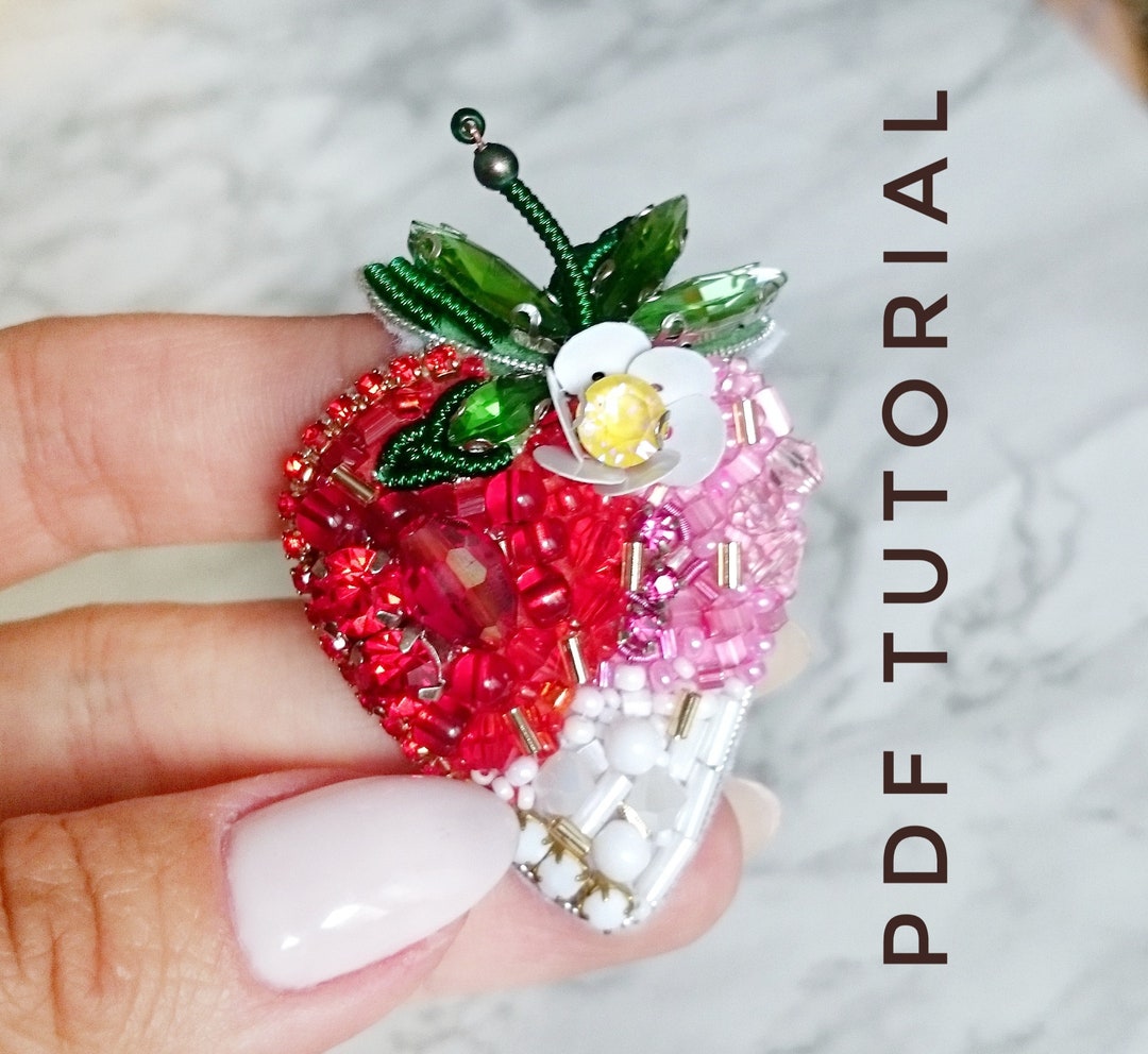 Beaded Strawberry Flower Brooch Pin Tutorial, Fruit Jewelry DIY Kit ...