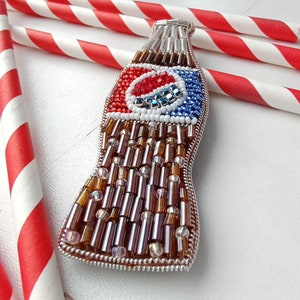 Pepsi Bottle Beaded Brooch, Pepsi Tumbler Pin - Etsy