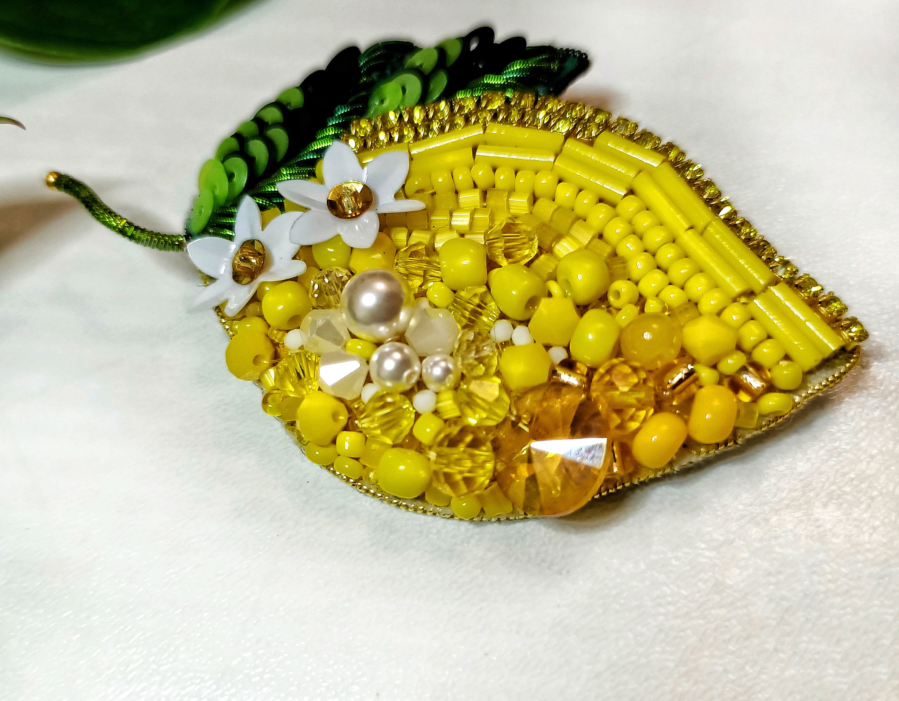 Beaded Lemon Brooch, Y2K Jewelry - Etsy