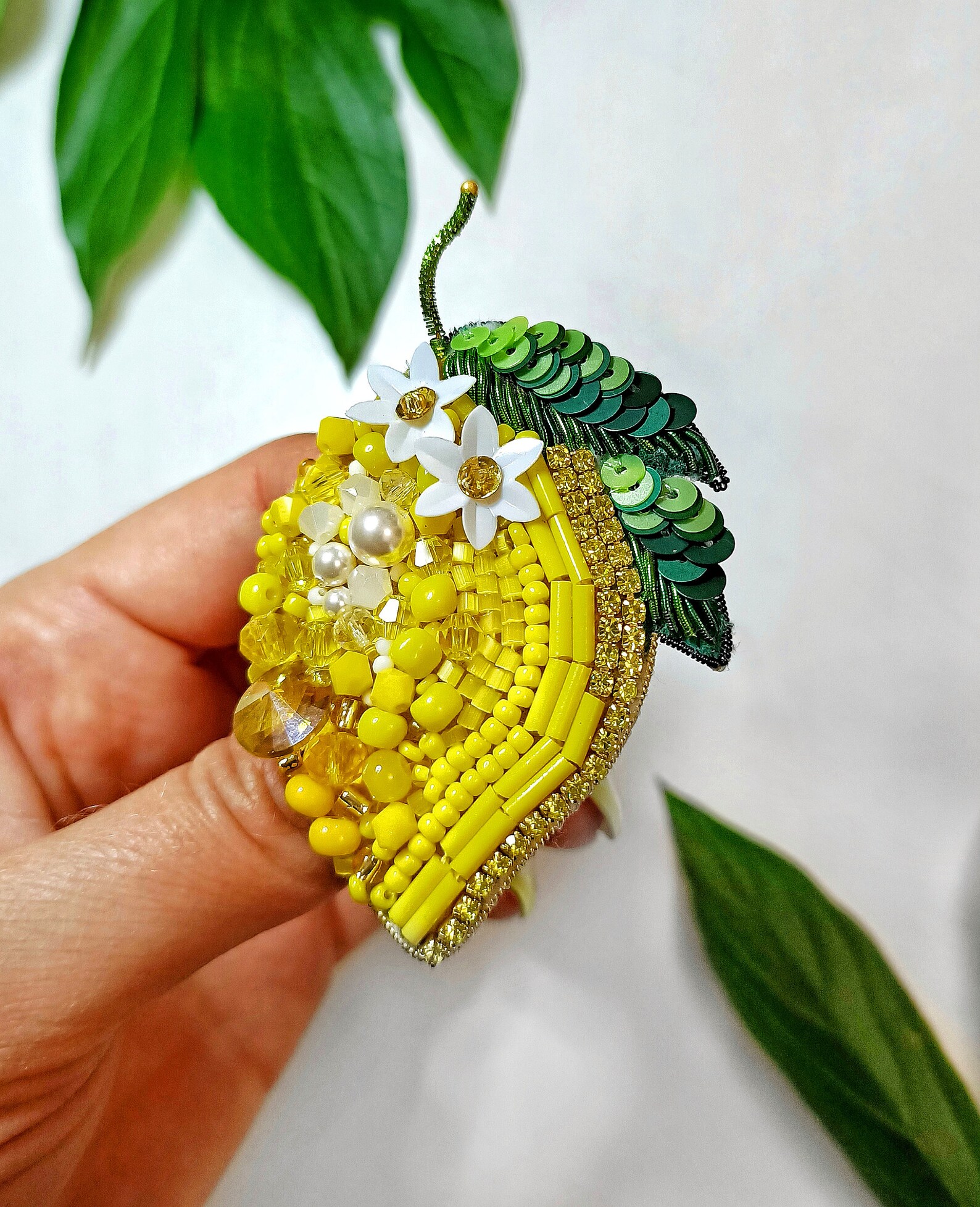 Beaded Lemon Brooch, Y2K Jewelry - Etsy