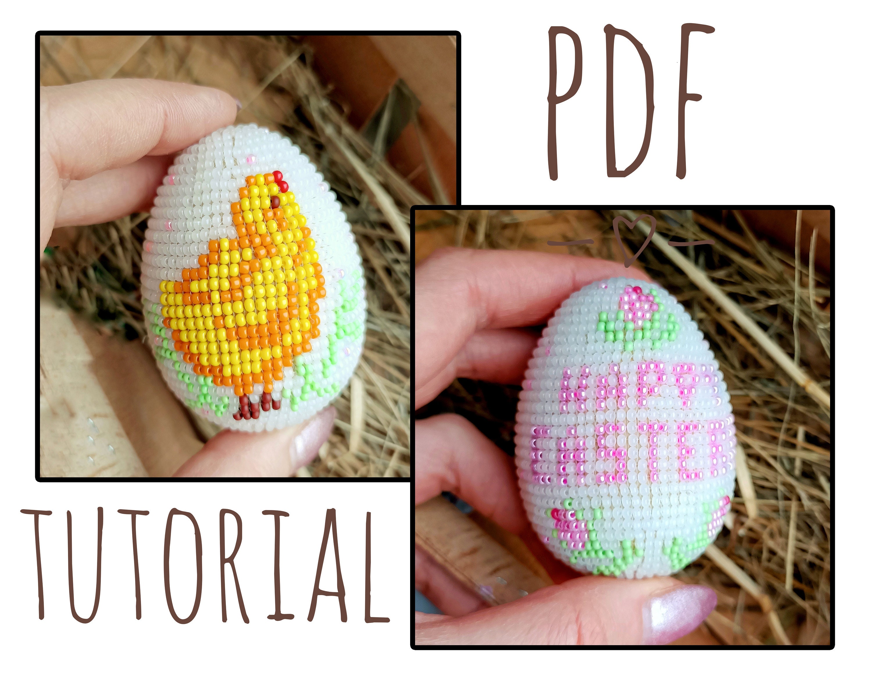 Beaded Easter Egg Tutorial Wooden Easter Eggs PNG - Etsy