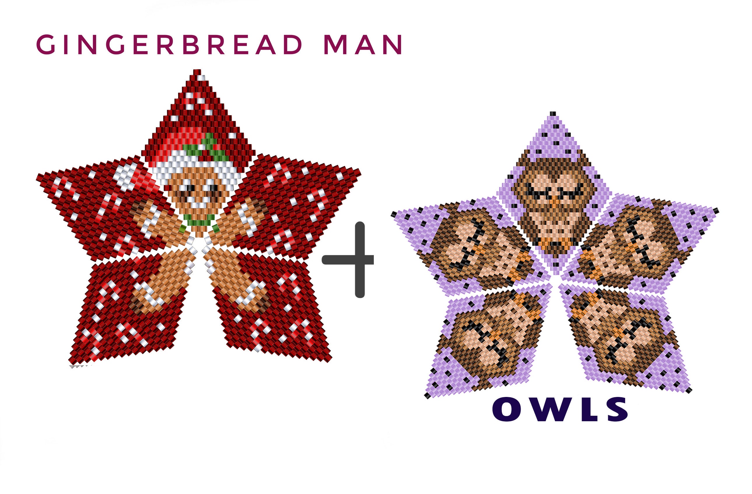 Set of 2 Christmas Star Patterns Christmas Gingerbread Man - Etsy