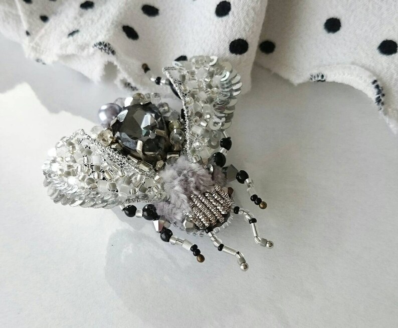 Silver Beaded Insect Brooch Pin 3d Beetle Pin Bug Shawl Pin | Etsy