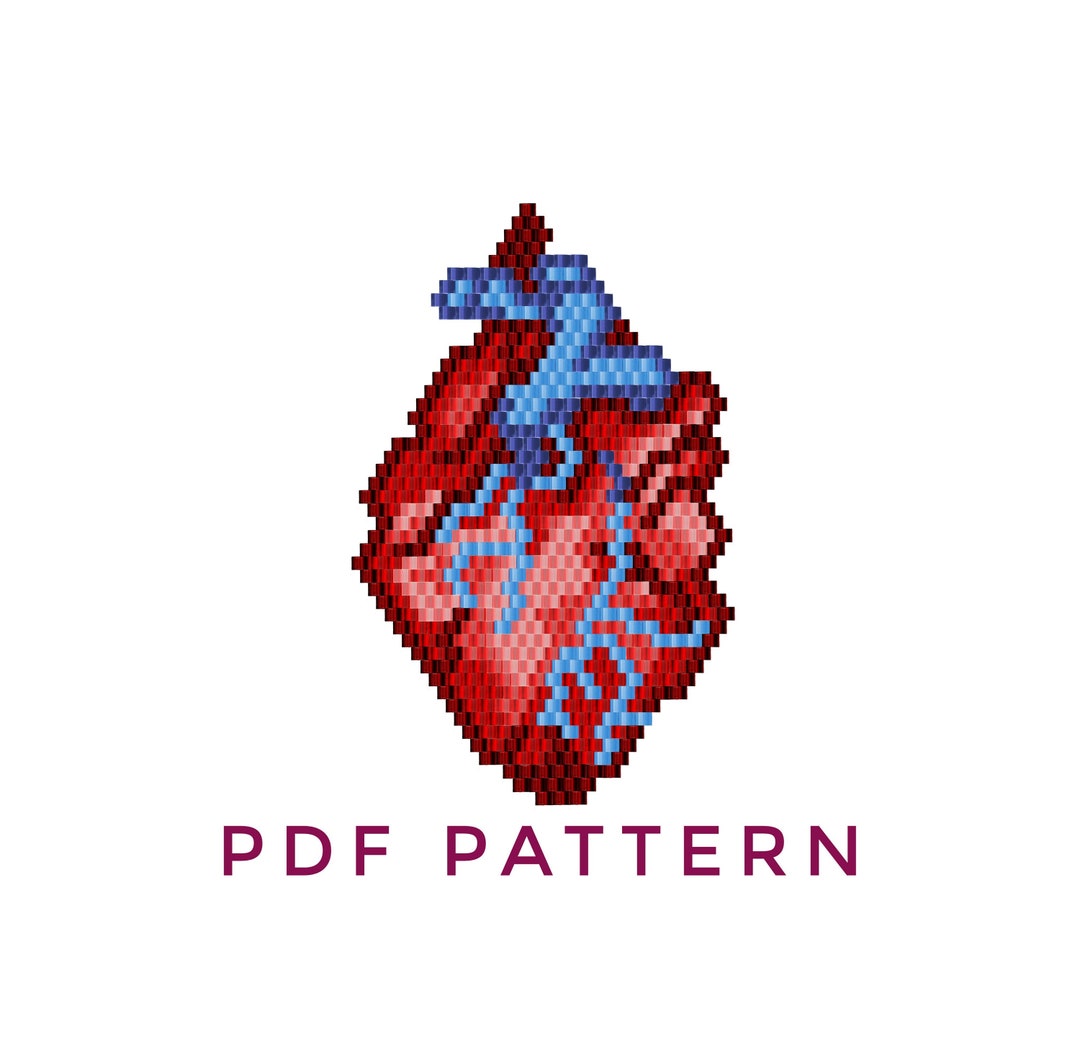 Anatomical Heart Brick Stitch Tutorial, Heart Pdf Pattern - Etsy