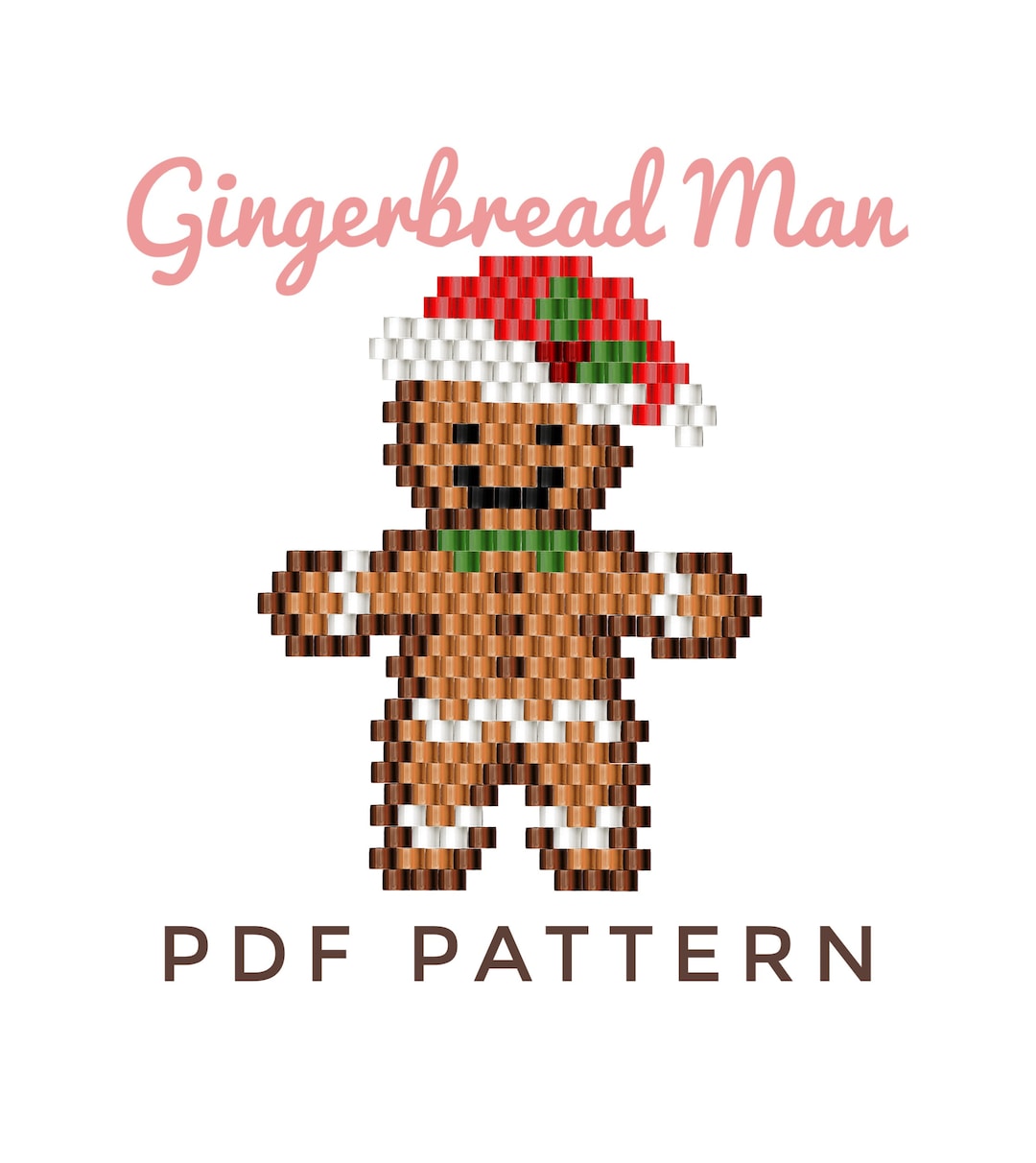 Gingerbread Man Brick Stitch Pattern for BEGGINERS, DIY Christmas Brick ...