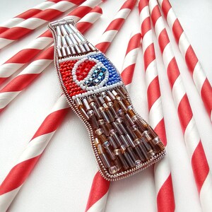 Pepsi Bottle Beaded Brooch, Pepsi Tumbler Pin - Etsy