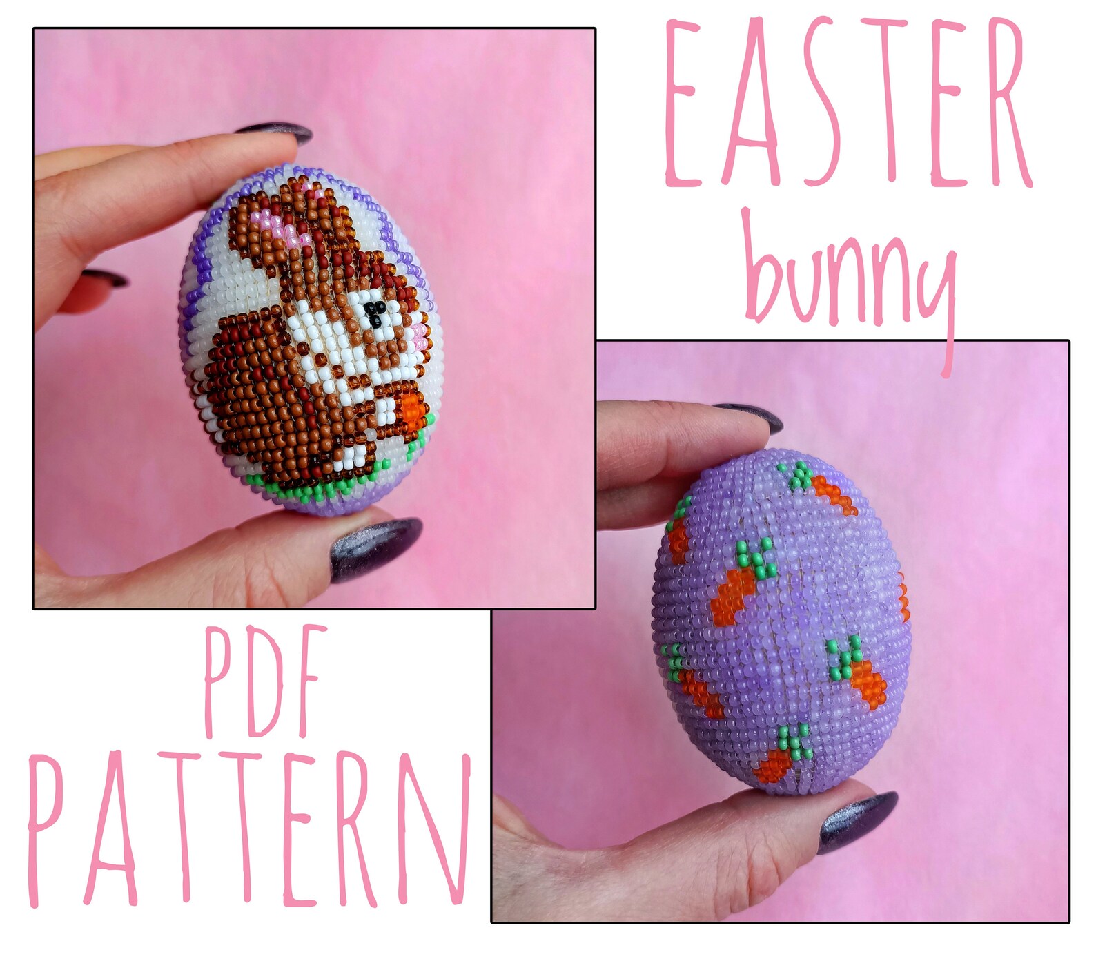 Beaded Easter Egg PDF Tutorial Wooden Easter Bunny Eggs - Etsy