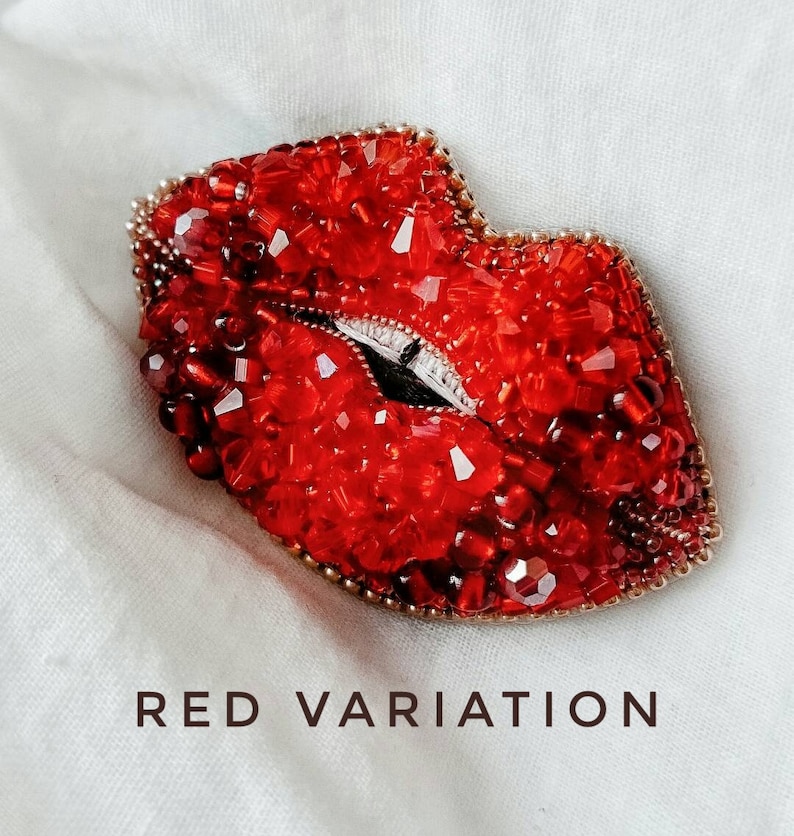 Embroidered Bead Lips Brooch Kiss Lapel Pin Gay Jewelry | Etsy