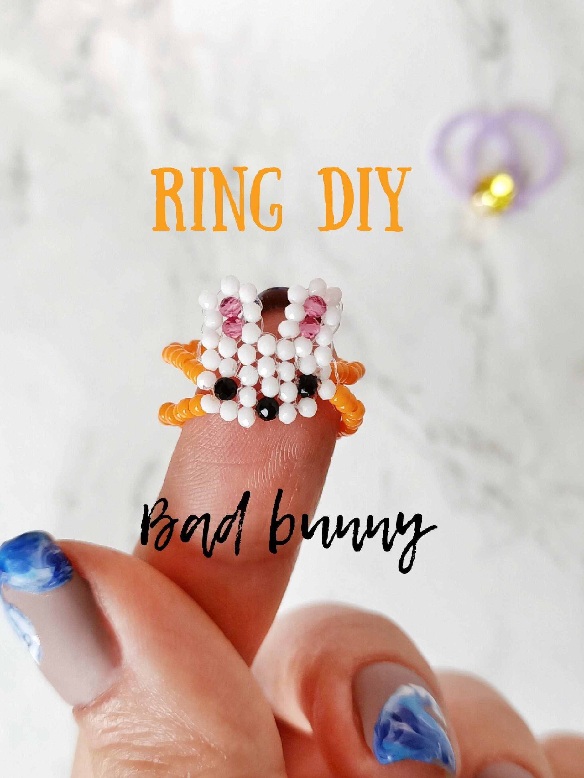 Tutorials Kits & How To DIY Bad Bunny Ring Tiny Kidcore Jewelry Beaded ...