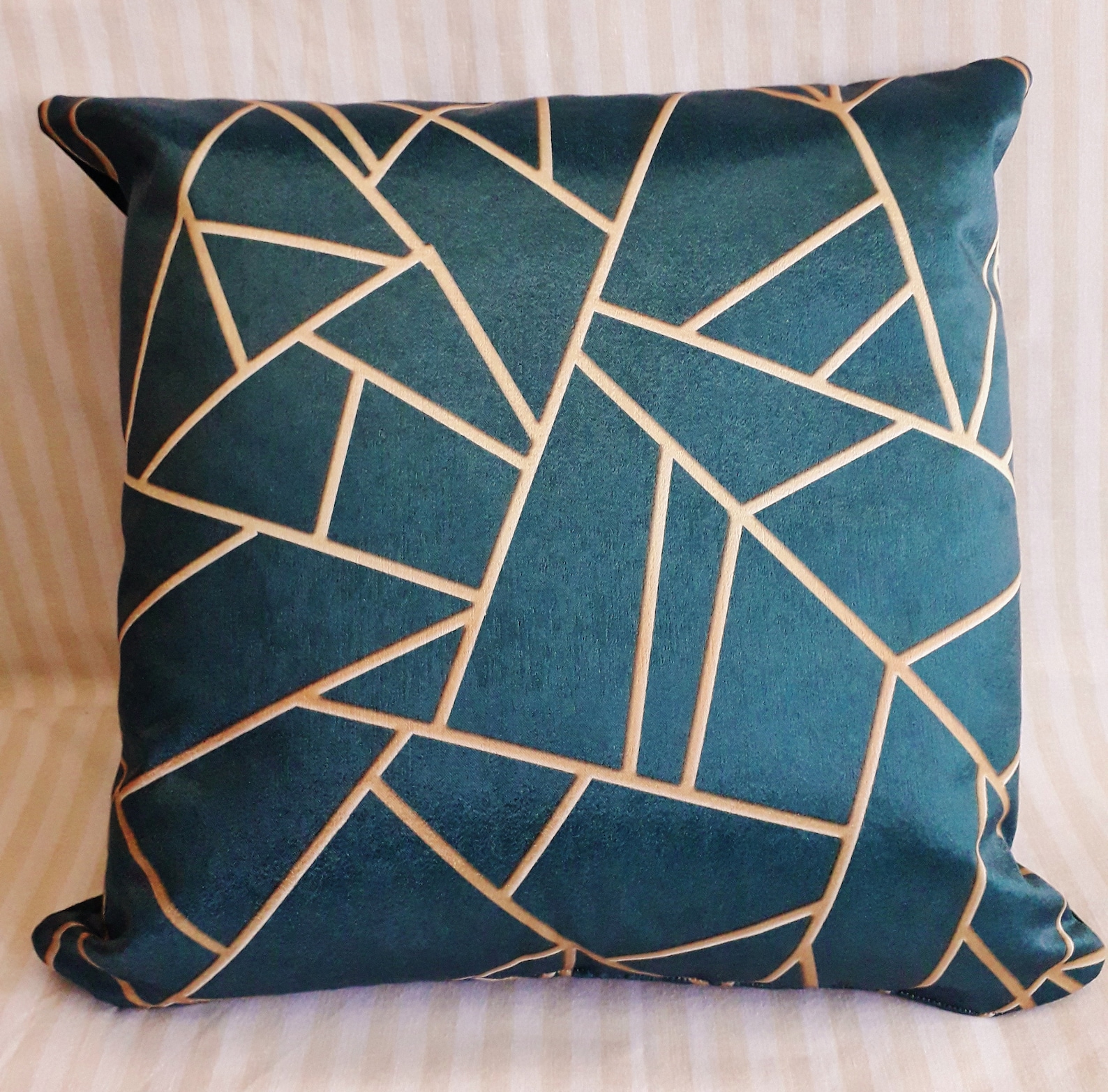 Teal Gold Stripes Geometric Home Decor Upholstery Woven Fabric - Etsy