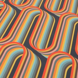 Geometric Vintage Retro 60s Wave Pattern Upholstery Furnishing Velvet ...