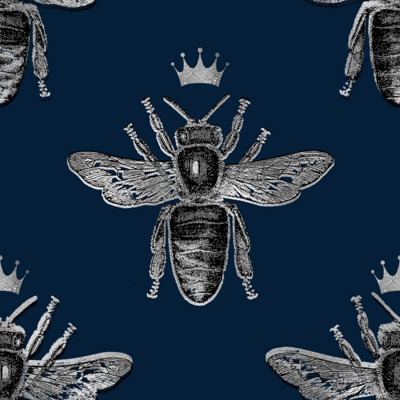 Lovely Bees Navy Blue Upholstery Fabric Home Decor Furnishing - Etsy