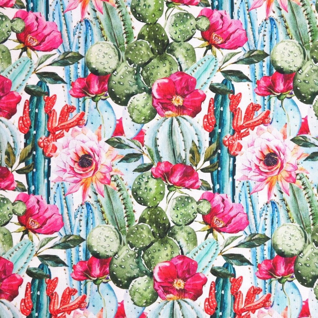 Waterproof Cactus Plant Floral Printed Fabric Oilcloth Outdoor Sold by ...