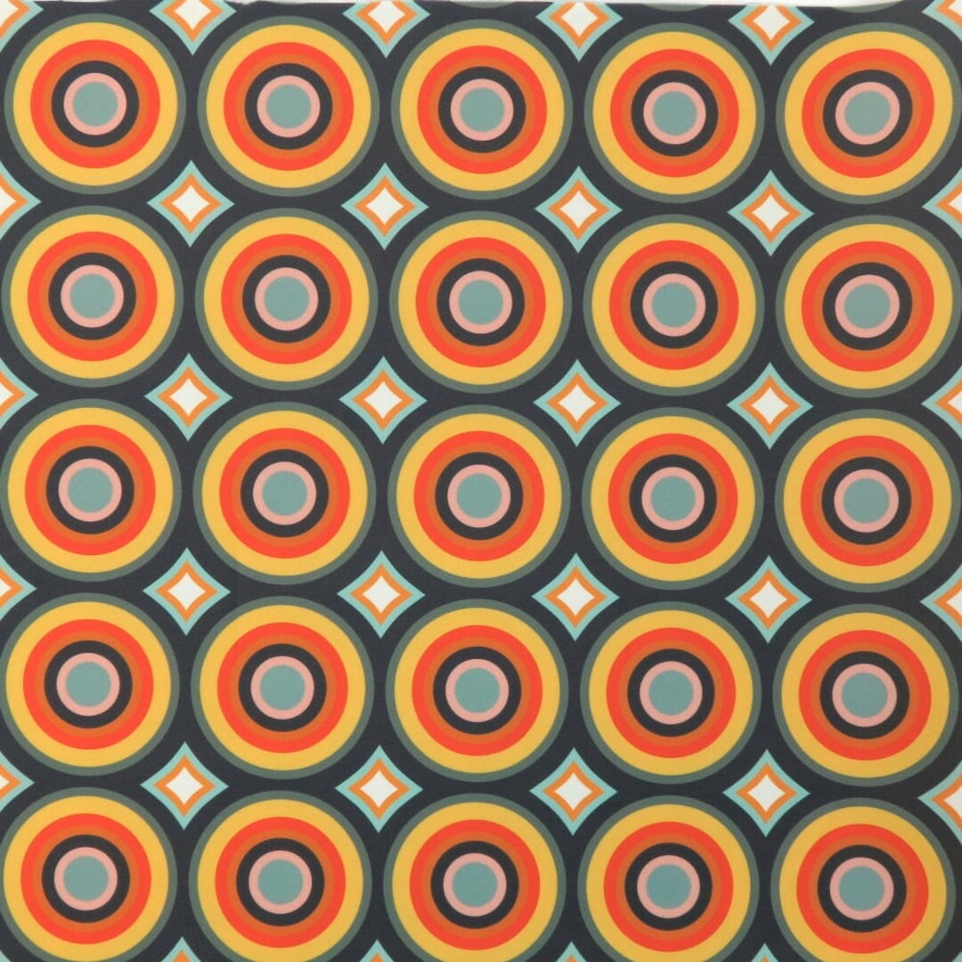 Geometric Vintage Retro Circles Upholstery Furnishing Velvet Sold by ...